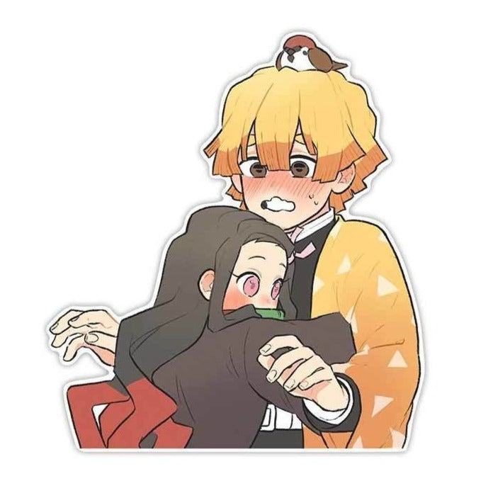 Demon Slayer 'Nezuko Hugging Zenitsu | Blushed' Vinyl Car Sticker ...
