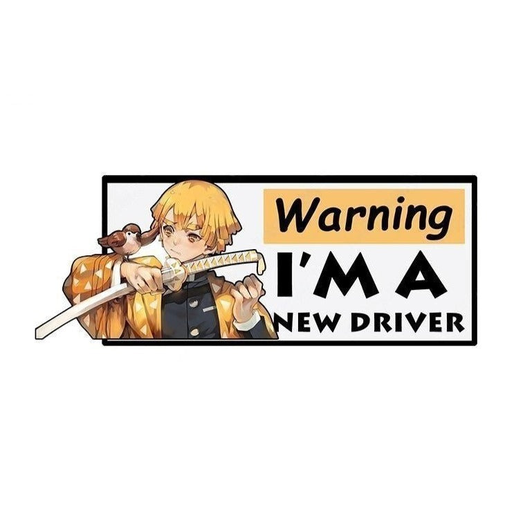 Warning I'm A New Driver 'Zenitsu | Chuntaro Bird And Sword' Vinyl Car ...