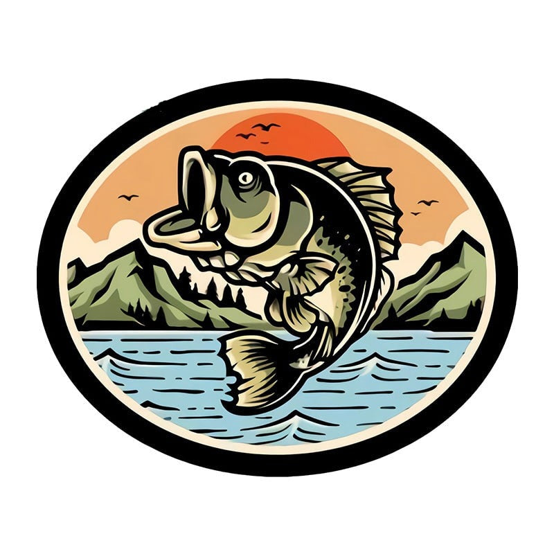 Fish 'Jumping Bass | Mountain View' Vinyl Car Sticker – Sticker Tuned