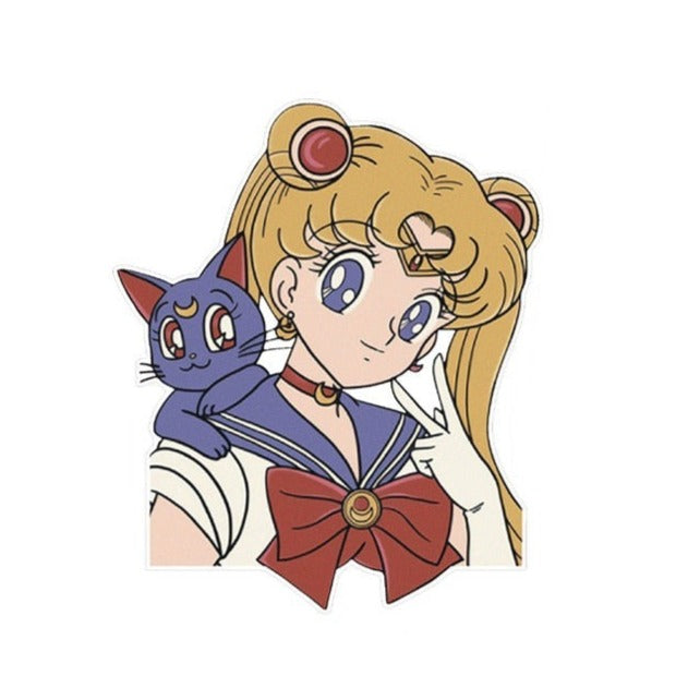 Sailor Moon And Luna 'Peace Sign' Vinyl Car Peeker Sticker – Sticker Tuned