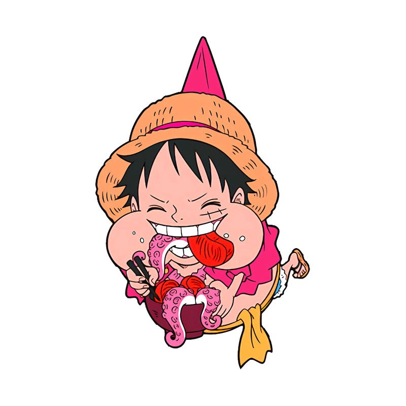 One Piece 'Hanging Luffy | Happily Eating' Vinyl Car Sticker – Sticker ...