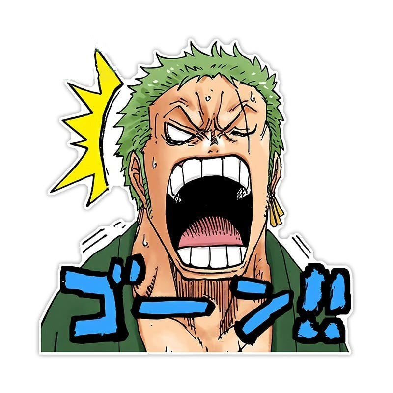 One Piece 'Roronoa Zoro | Yelling' Vinyl Car Sticker – Sticker Tuned