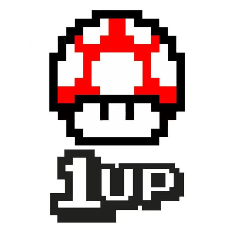 Super Mario Bros. 'Red Mushroom 1Up Pixel' Vinyl Car Sticker – Sticker ...