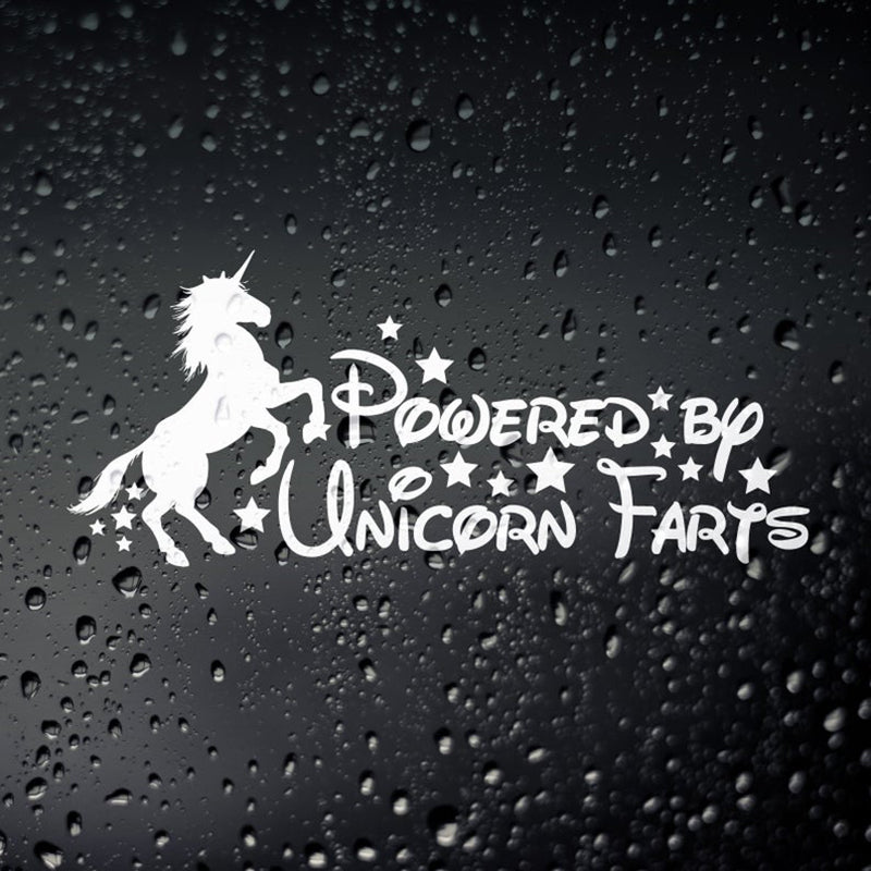 Powered By Unicorn Farts 'Standing Unicorn' Vinyl Car Sticker – Sticker ...